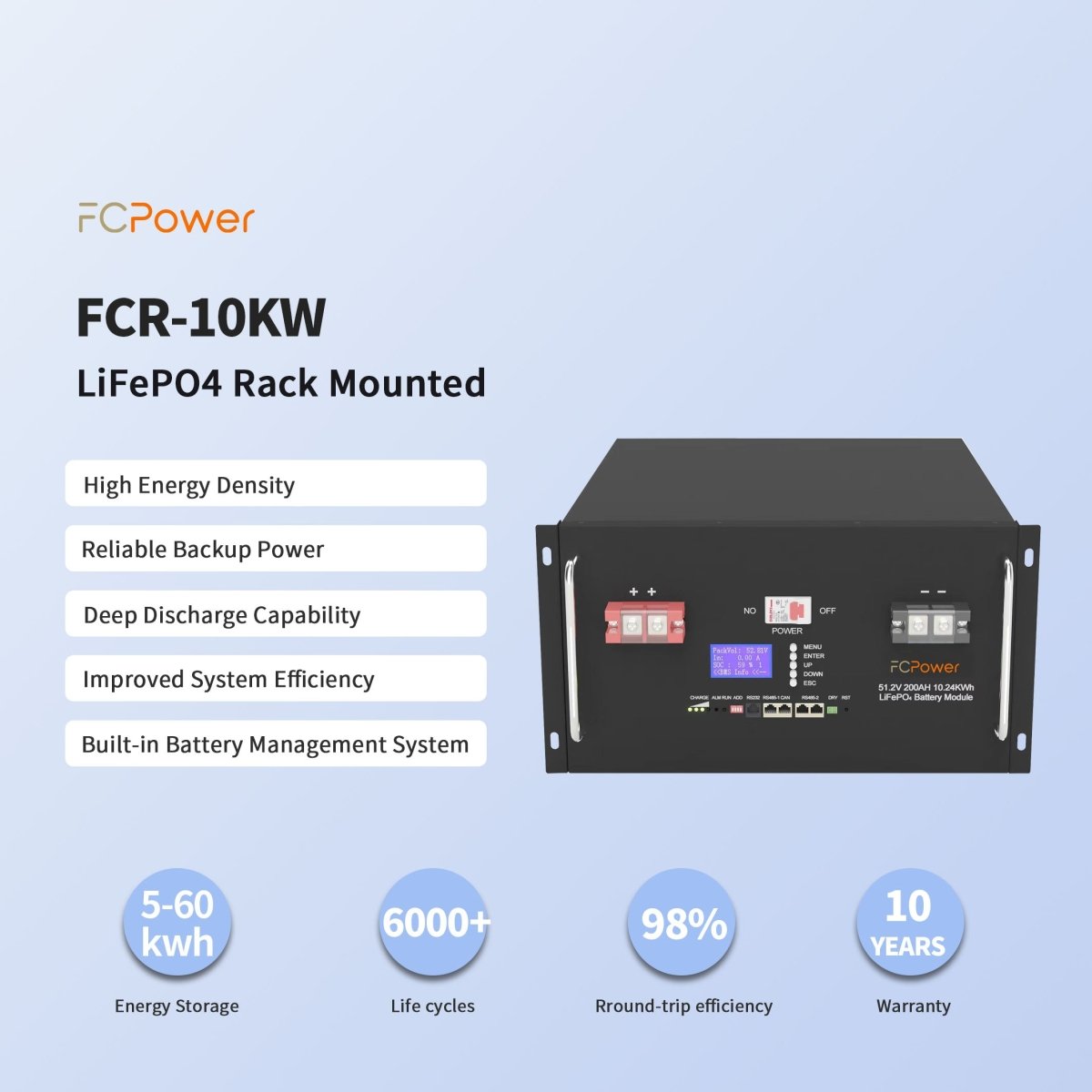 10kW Rack Mount LiFePO4 Battery